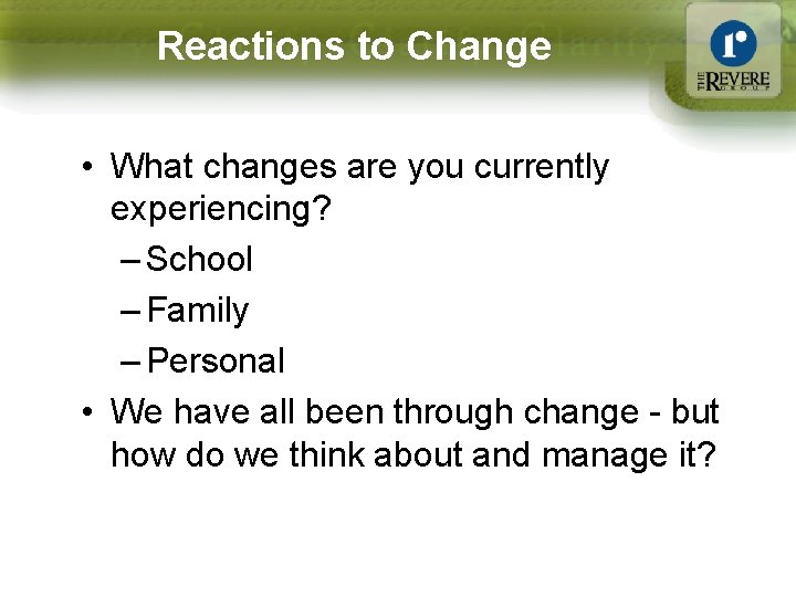 Change Management Overview CSpin November Meeting November 2