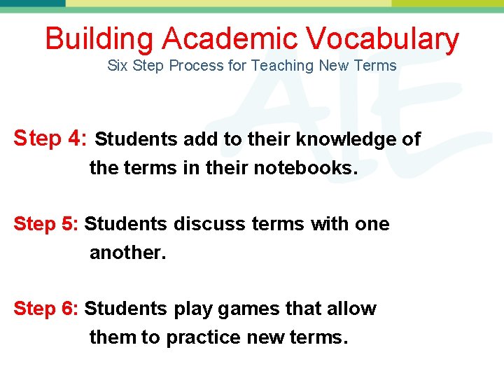 Using Academic Vocabulary Strategies to Increase Student Achievement