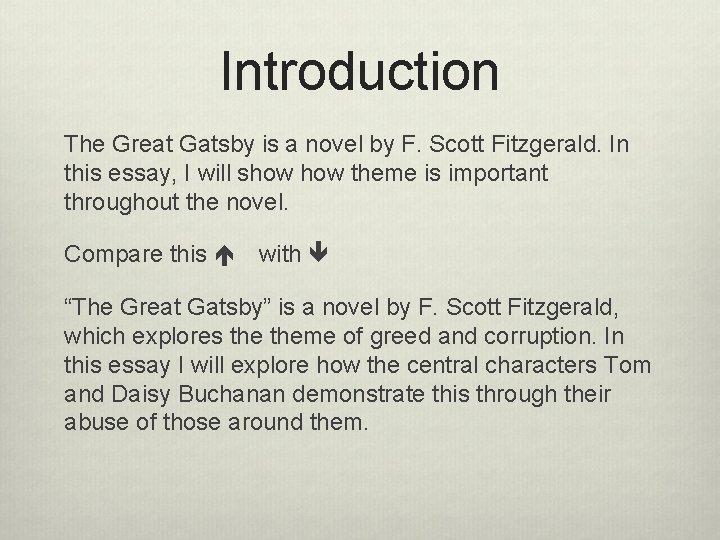 Critical essay The Great Gatsby by F Scott