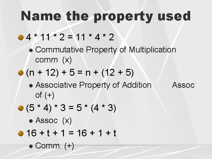 Applied Algebra B Lesson 1 3 Commutative and