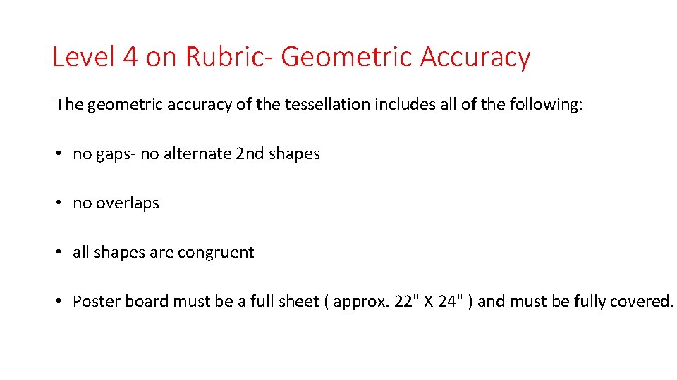 Tessellations Project Geometry Level 4 on RUBRICShape Construction