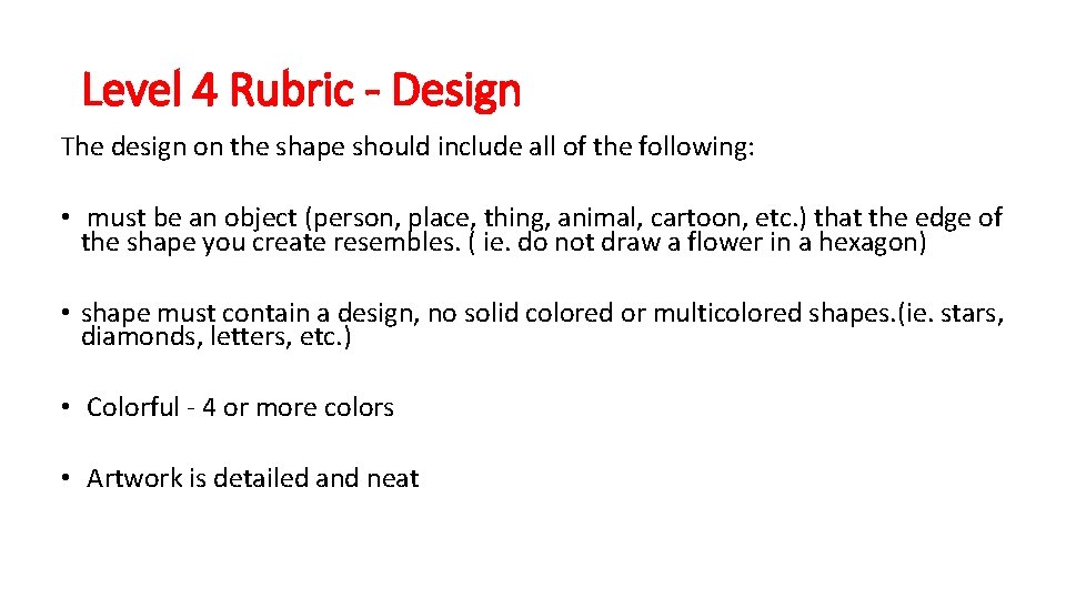 Tessellations Project Geometry Level 4 on RUBRICShape Construction