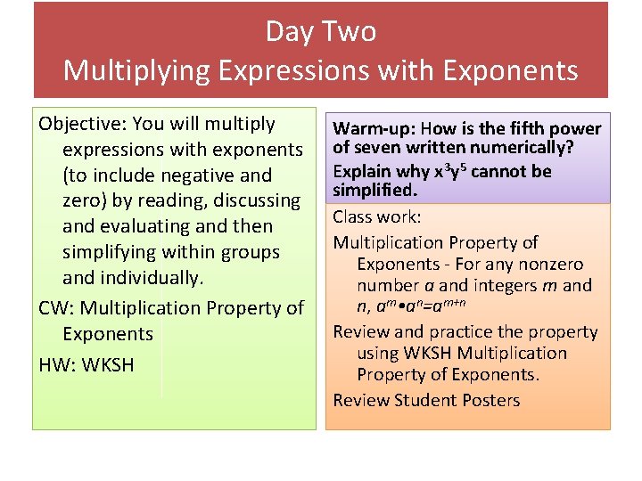 Exponents and Scientific Notation Unit Objectives 8 th