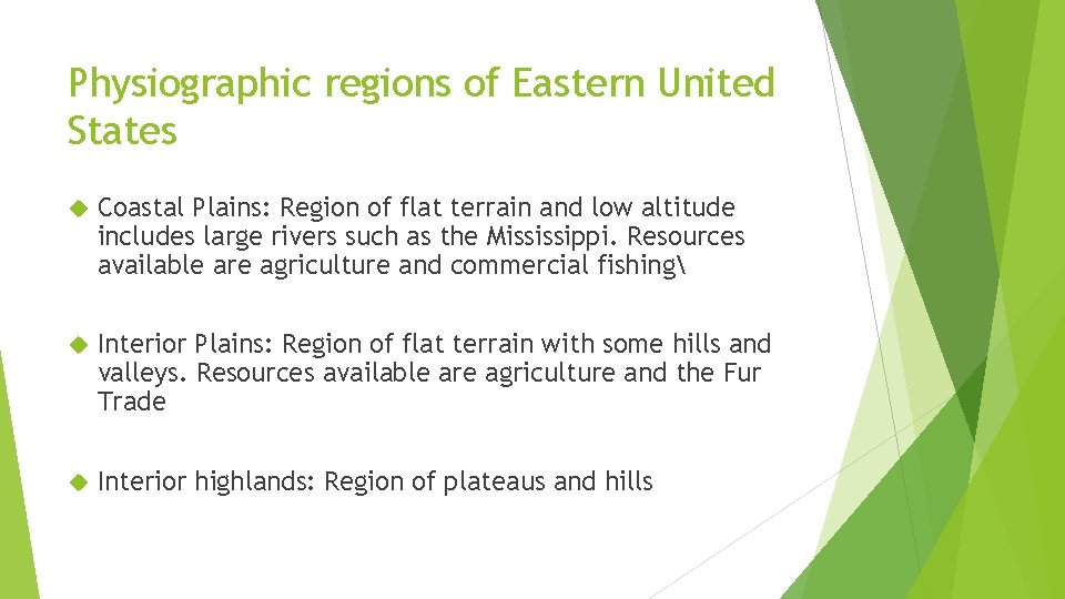 Geography of Eastern North America Grade 9 Vocabulary