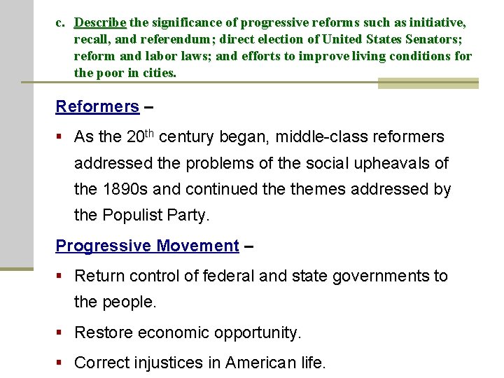 Unit 7 B Chapter 24 The Progressive Era