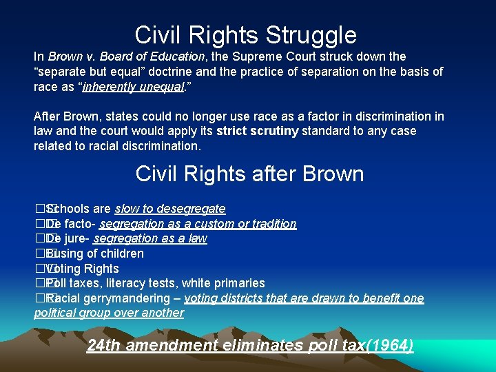 The Legal Basis of Civil Rights The Civil