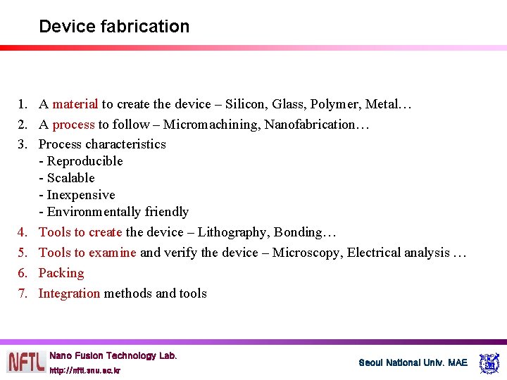 Fundamentals of Multiscale Fabrication Lecture 9 Applications I