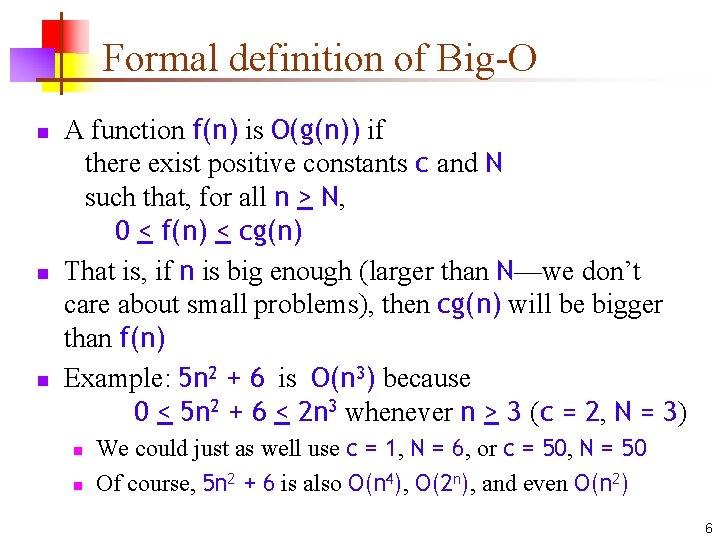 Analysis of Algorithms II Basics n Before we