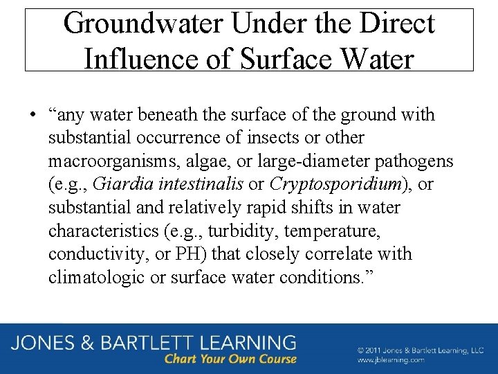 Chapter 9 Water Quality Learning Objectives By the