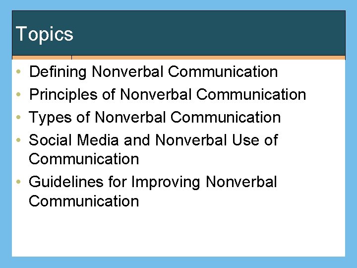 Chapter 5 The World Beyond Words Topics Defining