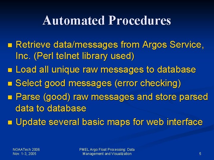 PMEL Argo Float Laboratory Data Management and Visualization