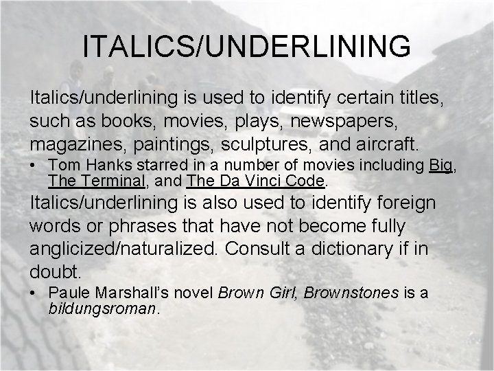 UnderliningItalics UWF WRITING LAB MINILESSON 70 ITALICS If