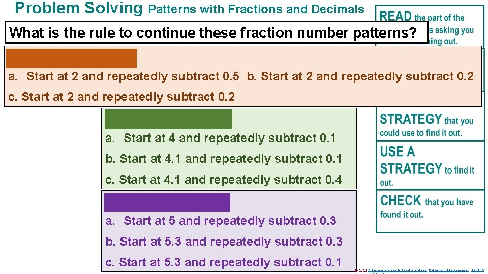 Problem Solving Patterns with Fractions and Decimals INST