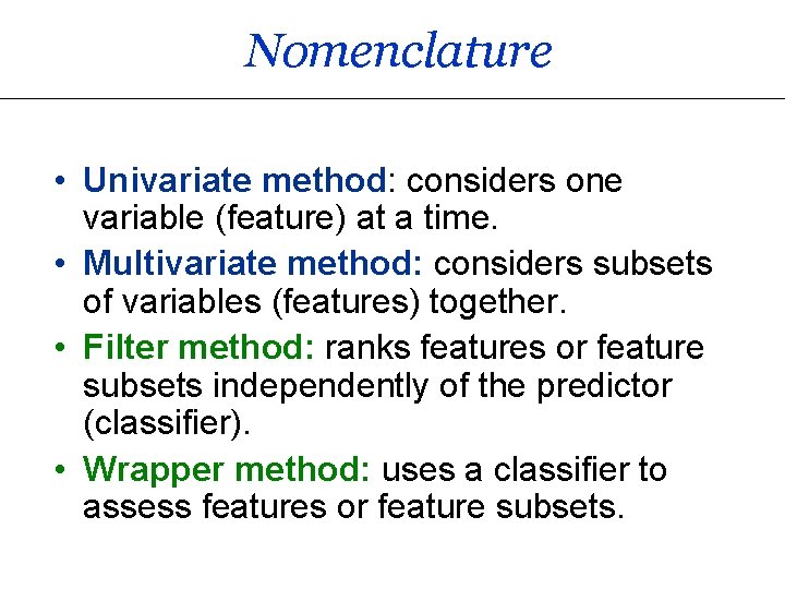 Lecture 3 Introduction to Feature Selection Isabelle Guyon