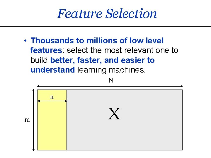 Lecture 3 Introduction to Feature Selection Isabelle Guyon