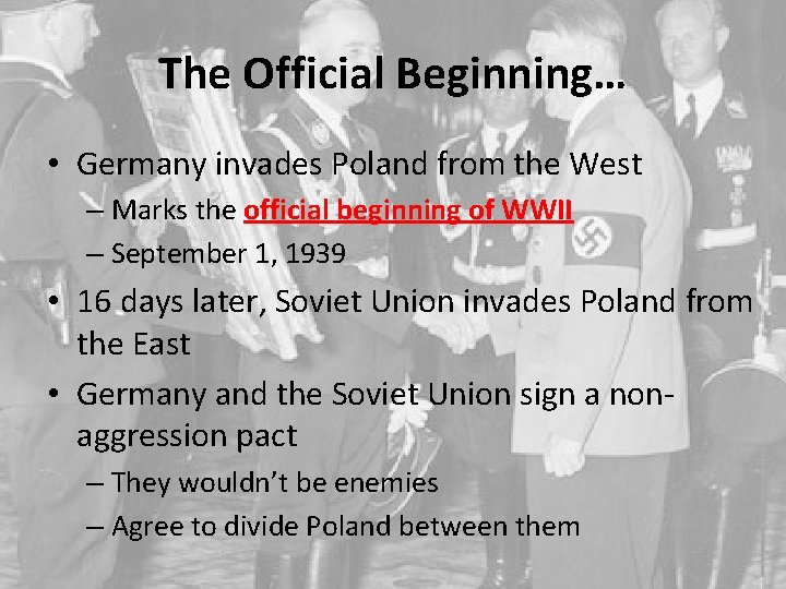 Leading up to WW 2 Bridging the Gap