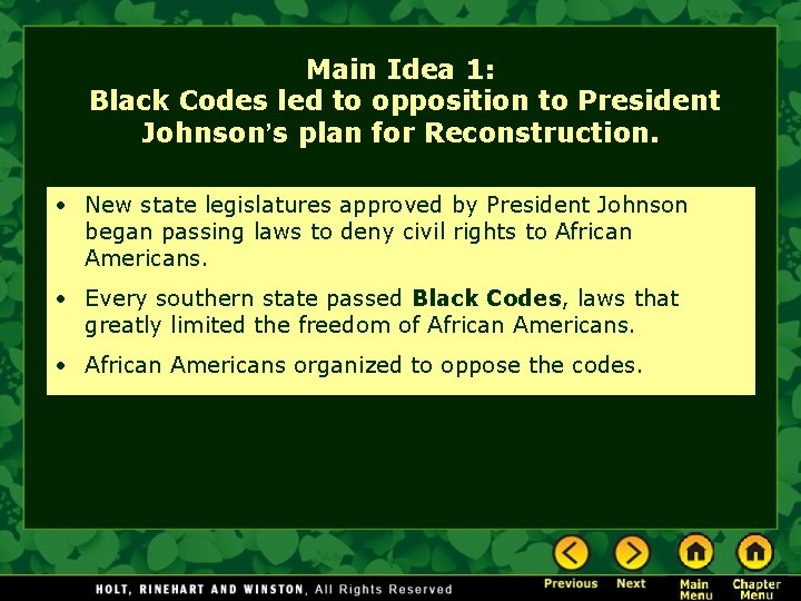 Reconstruction Section Notes Rebuilding the South The Fight