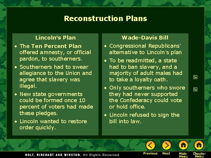 Reconstruction Section Notes Rebuilding the South The Fight