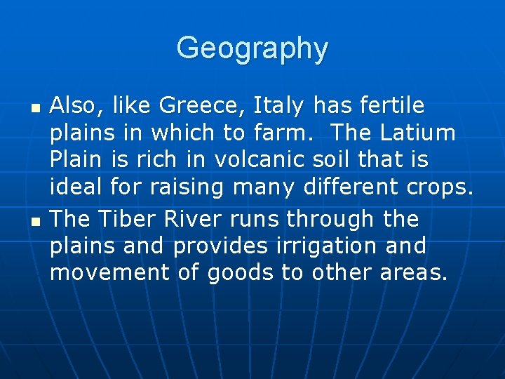 Ancient Rome Chapter 9 Geography n 700 B