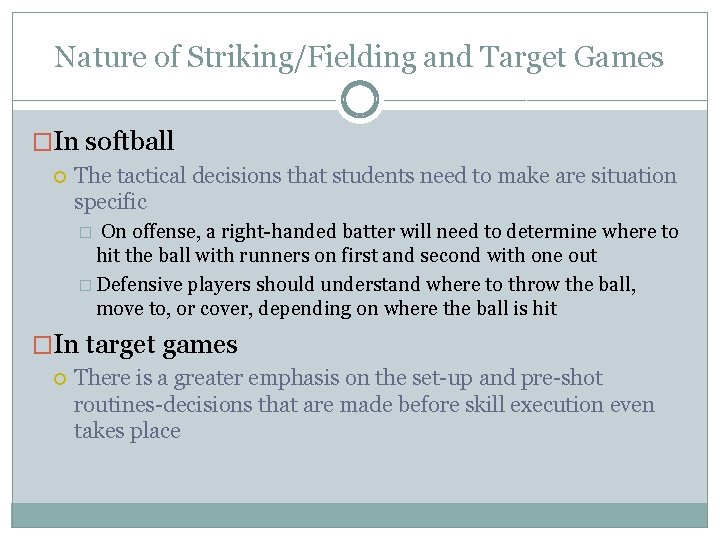 Frameworks for Diagnosing Student Performance Problems in StrikingFielding