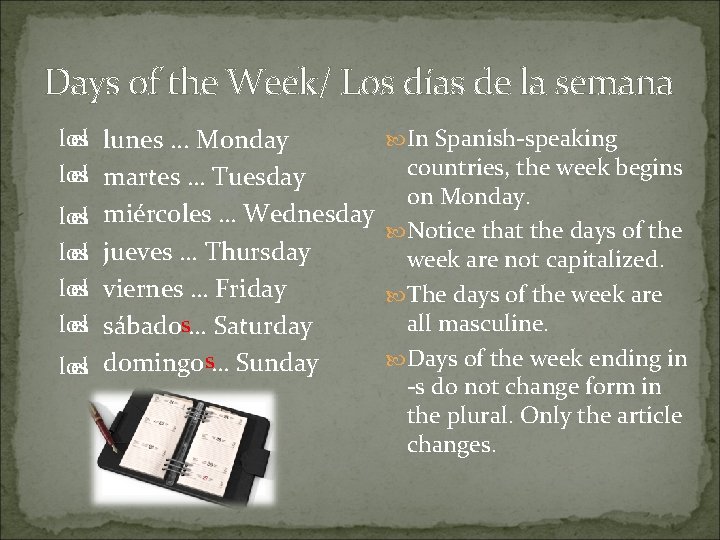 El calendario Days months seasons and more Vocabulary