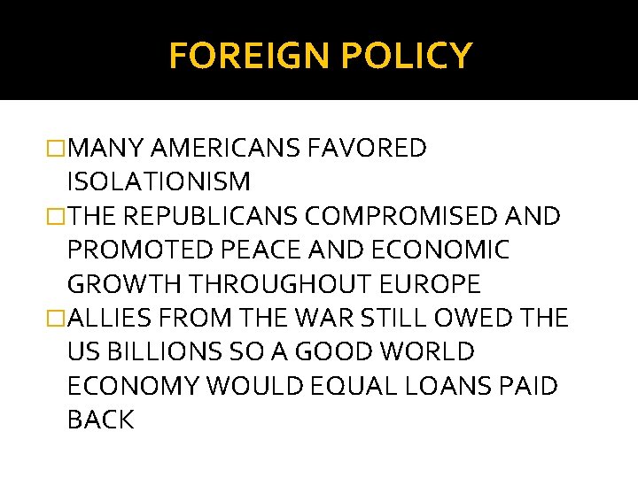 SECTION 2 REPUBLICANS IN POWER THE HARDING ADMINISTRATION