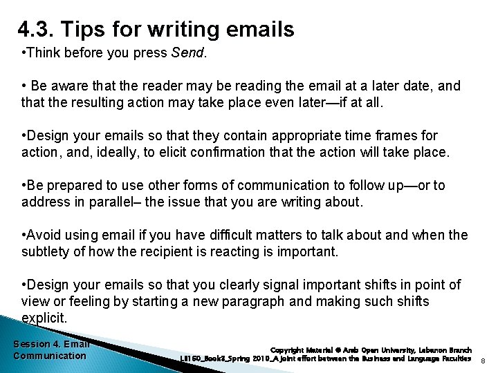Session 4 Email Communication in the Workplace LB
