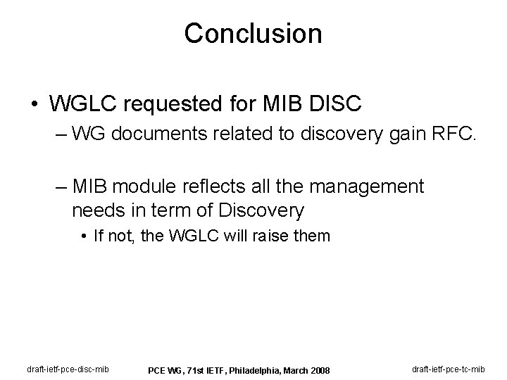 PCE DISC and TC MIB Modules Emile Stephan