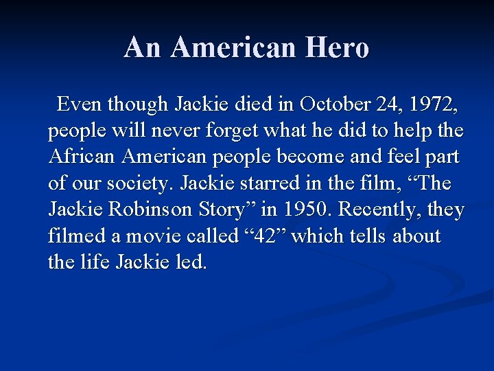 Jackie Robinson An American Hero Powerpoint Created By