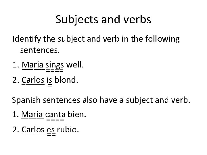 Spanish I Unidad 1 Leccin 1 Gramtica Subjects