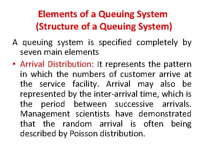 Queuing Model Queue Length Lq The average number