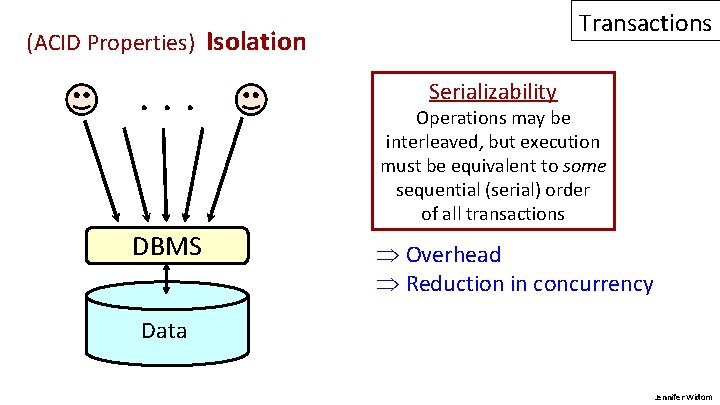 Transactions Isolation Levels Jennifer Widom Solution for both
