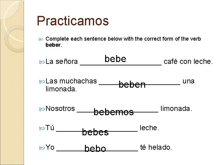 ER and IR Verbs Review Verb a part