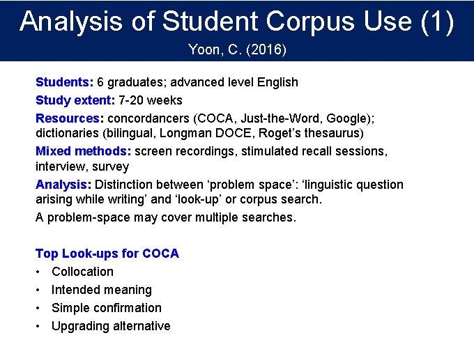 BAAL Corpus Linguistics SIG New Directions in DDL