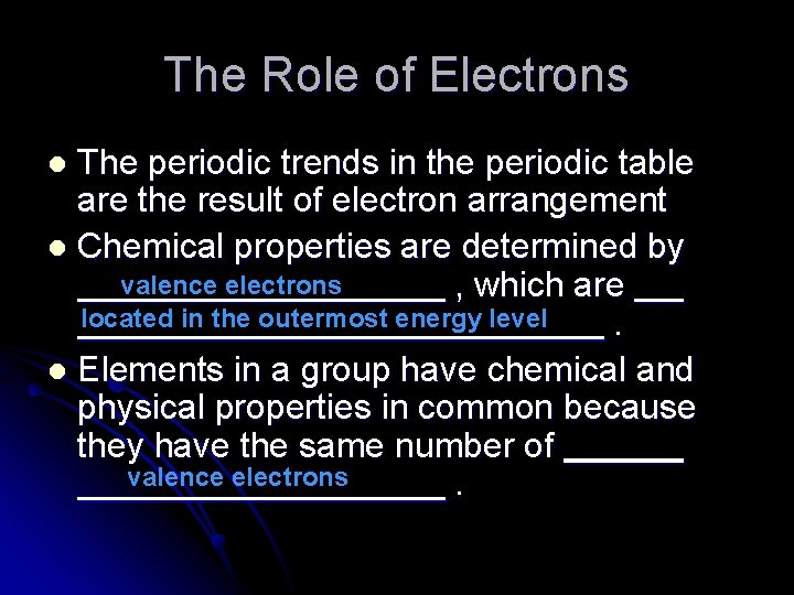 Section 2 Exploring the Periodic Table Learning Targets