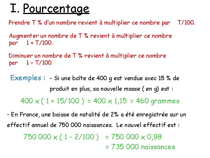 CHAPITRE 9 Proportionnalit Objectifs Utiliser des pourcentages de