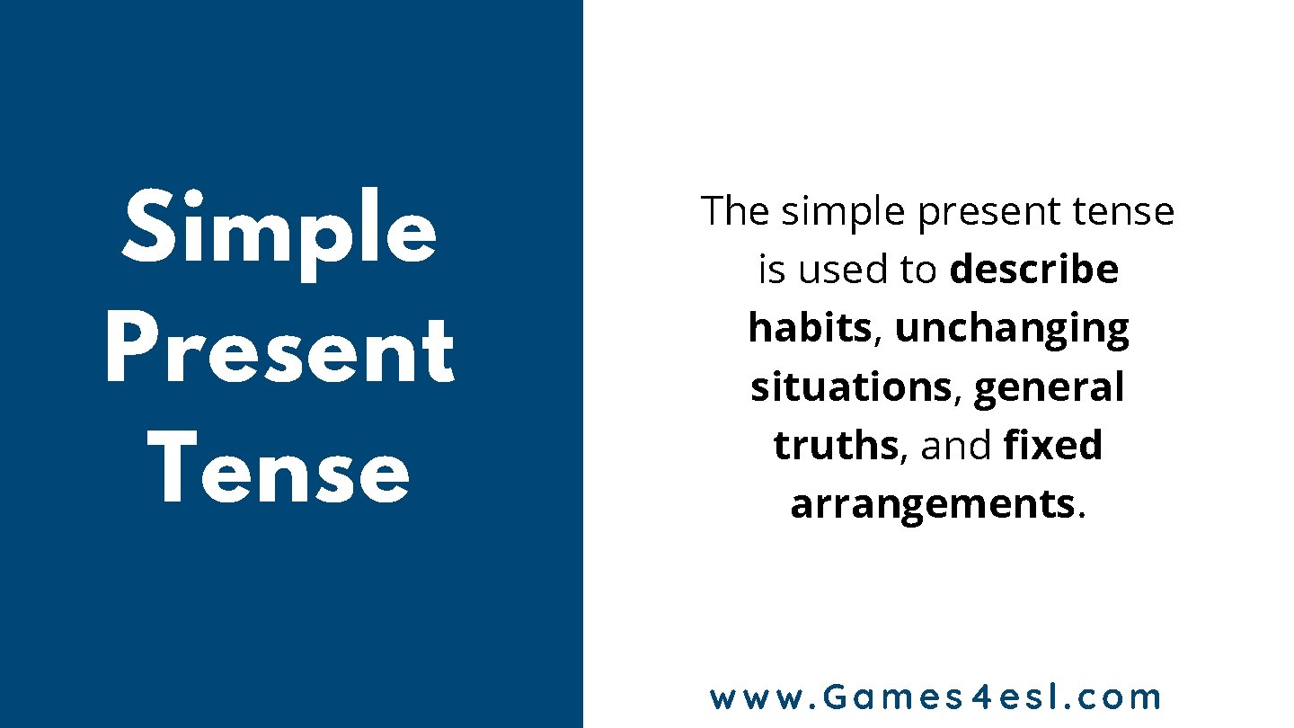 SIMPLE PRESENT TENSE Action Verbs www Games 4