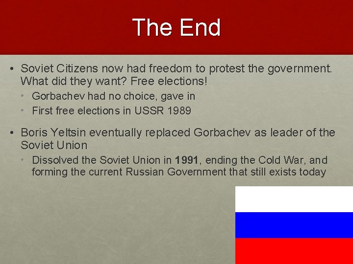 End of the Cold War Benjamin Rall What