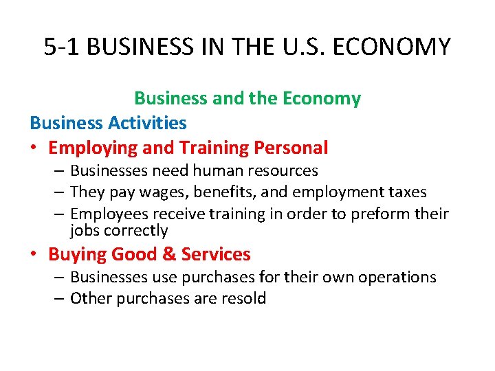 CHAPTER 5 BUSINESS ORGANIZATION SECTION 5 1 BUSINESS