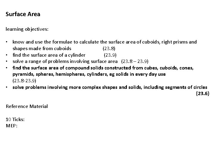 22 Surface area and volume Units learning objectives