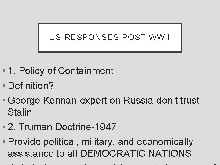 UNIT 8 COLD WAR1950 S COLD WAR BEGINS
