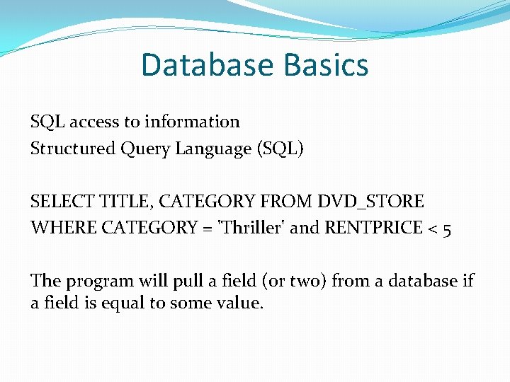 Week 9 Databases Topics this week Transmission media
