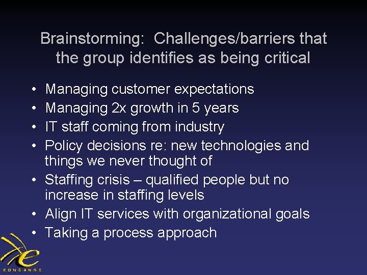 Current Issues Roundtable Meeting IT Organization and Service
