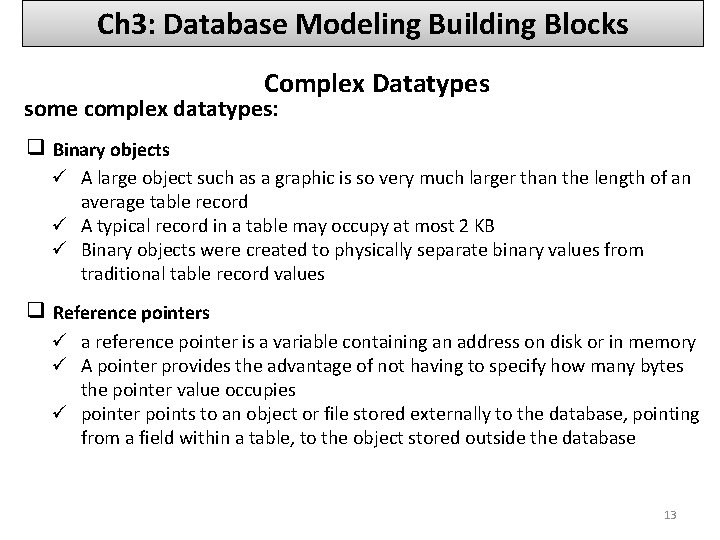 Chapter 3 Database Modeling Building Blocks 1 Ch