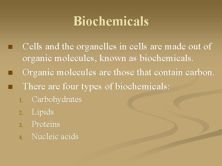 Biochemistry The Chemistry of Life Unit A Workbook