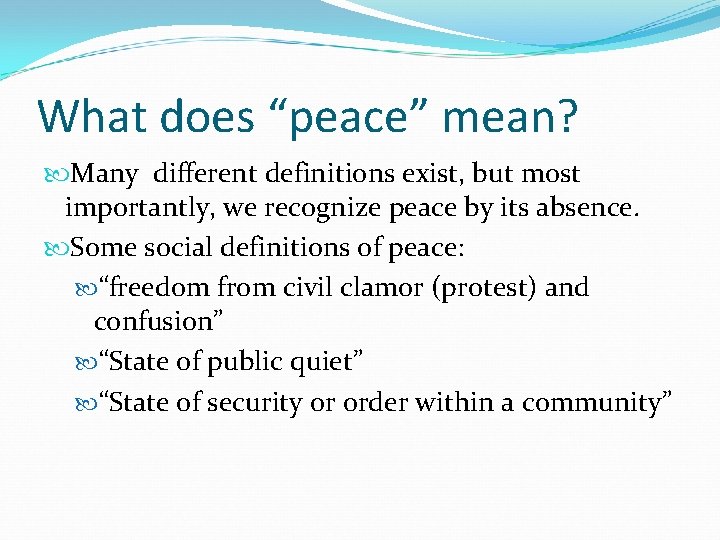 Peace and Conflict Studies September 9 th Journal