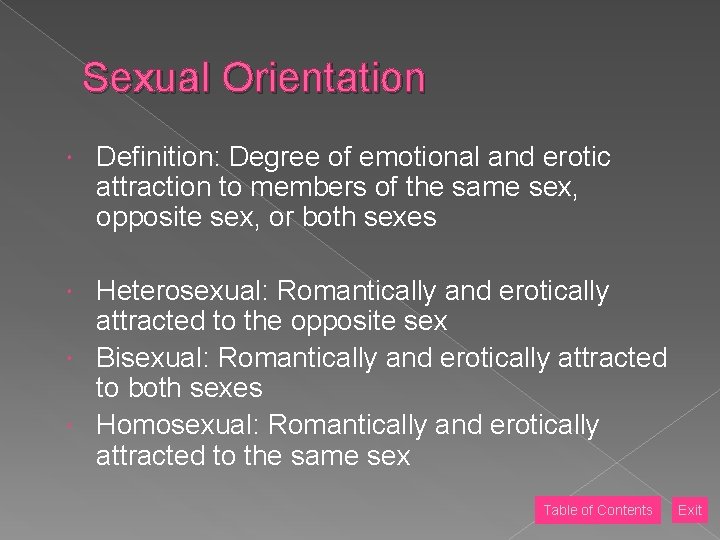 Chapter 11 Sexuality and Gender Table of Contents