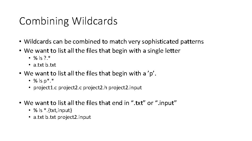 Variable And File Name Substitution Wildcards Many Shell