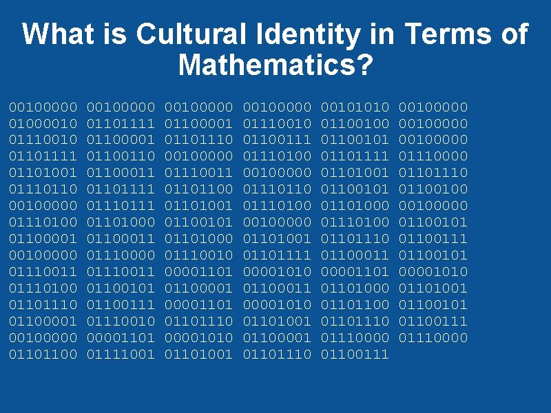 Math and Cultural Identity By Anna Armamentos Emily