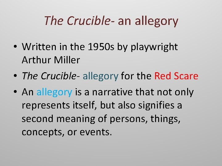 The Crucible by Arthur Miller The Salem Witch